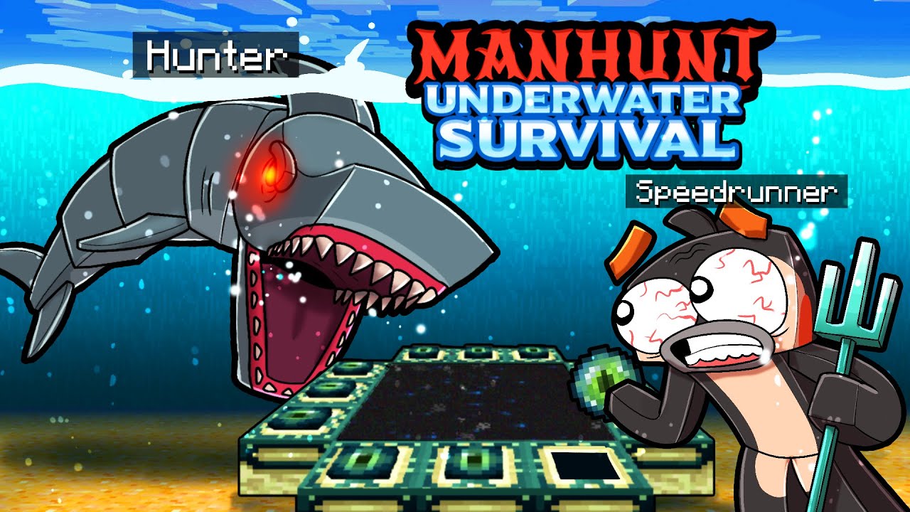 Manhunt UNDERWATER Shark Survival! (Minecraft) - YouTube