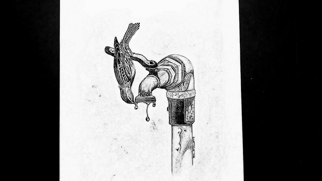 Save BIRDS & save WATER || surya pencil art - YouTube