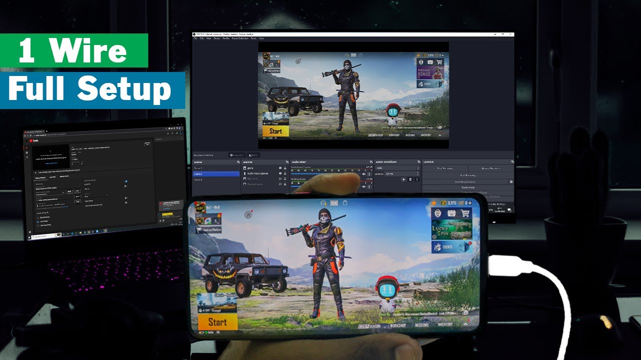 1 Wire Full Gaming Live Stream Setup NO ELGATO/SPLITTER/AUX | Stream ...