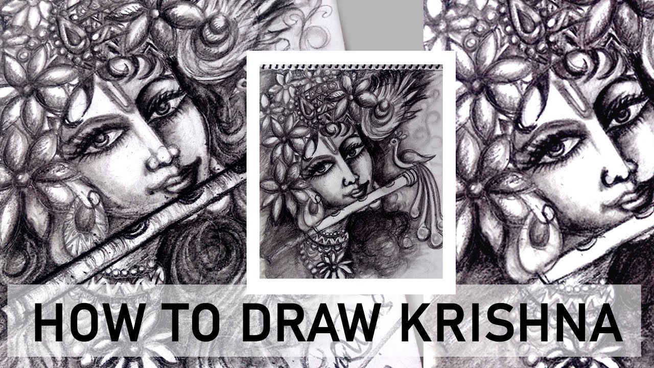 HOW TO DRAW KRISHNA | PENCIL SHADING | CHARCOAL SKETCHING| | ART CRAFT ...