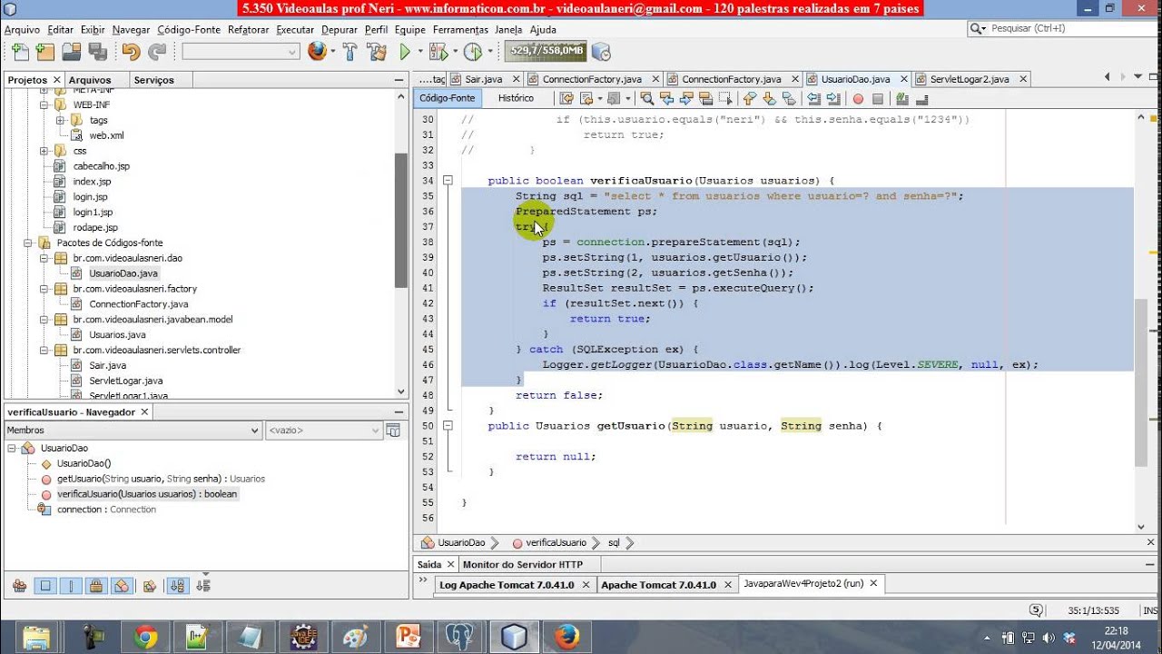 Aula 5376 Java Para Web 4 Segunda Forma Dao Validacao Retornando Usuario Para Controller Youtube