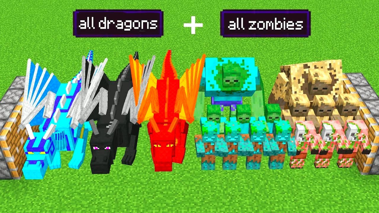 all dragons + all zombies = ? / minecraft - YouTube