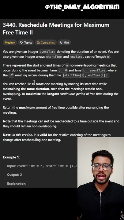Day 14 – Reschedule Meetings to Maximize Free Time | LeetCode 3440 | POTD Challenge #coding #dsa ...