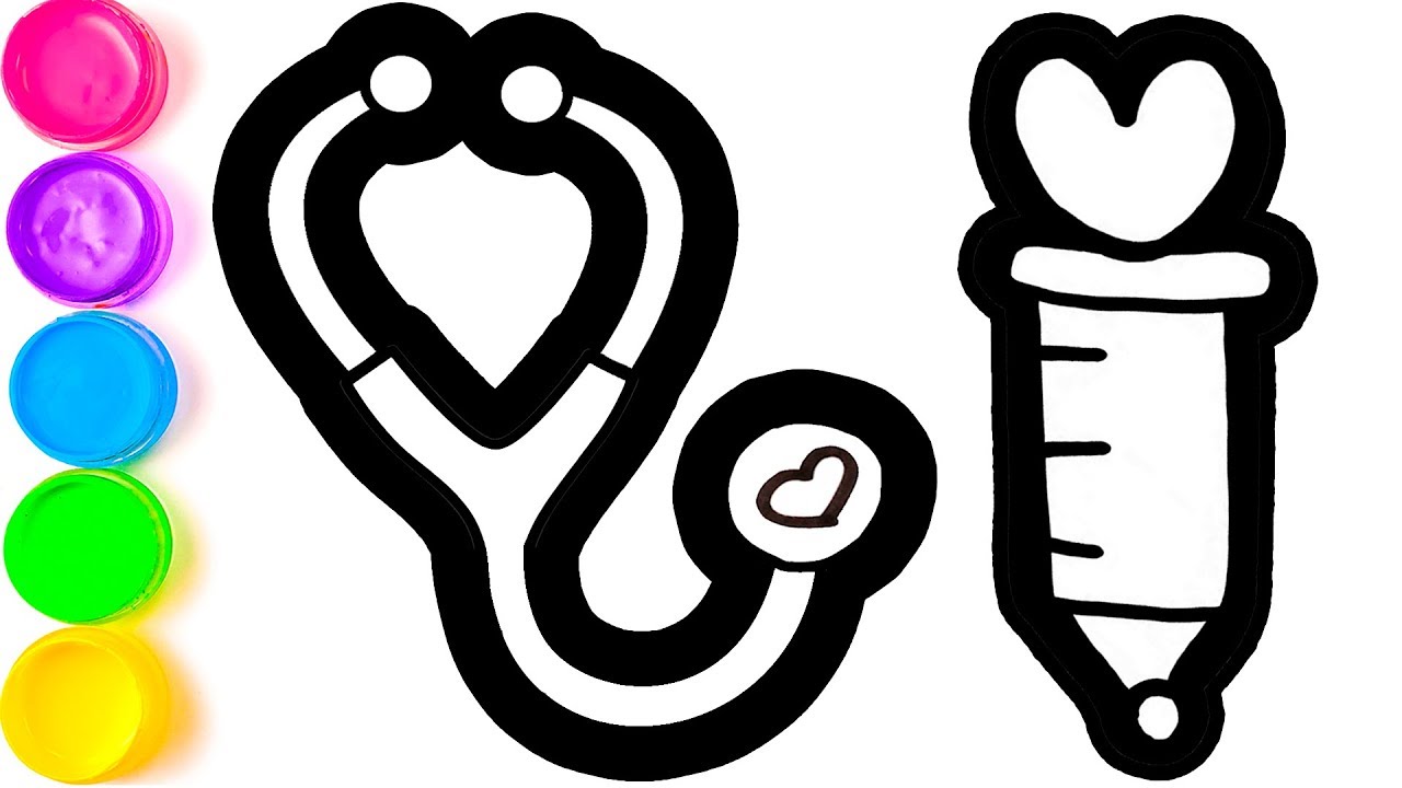 Glitter Medical Items coloring and drawing for Kids, Toddlers Кис Кис ...