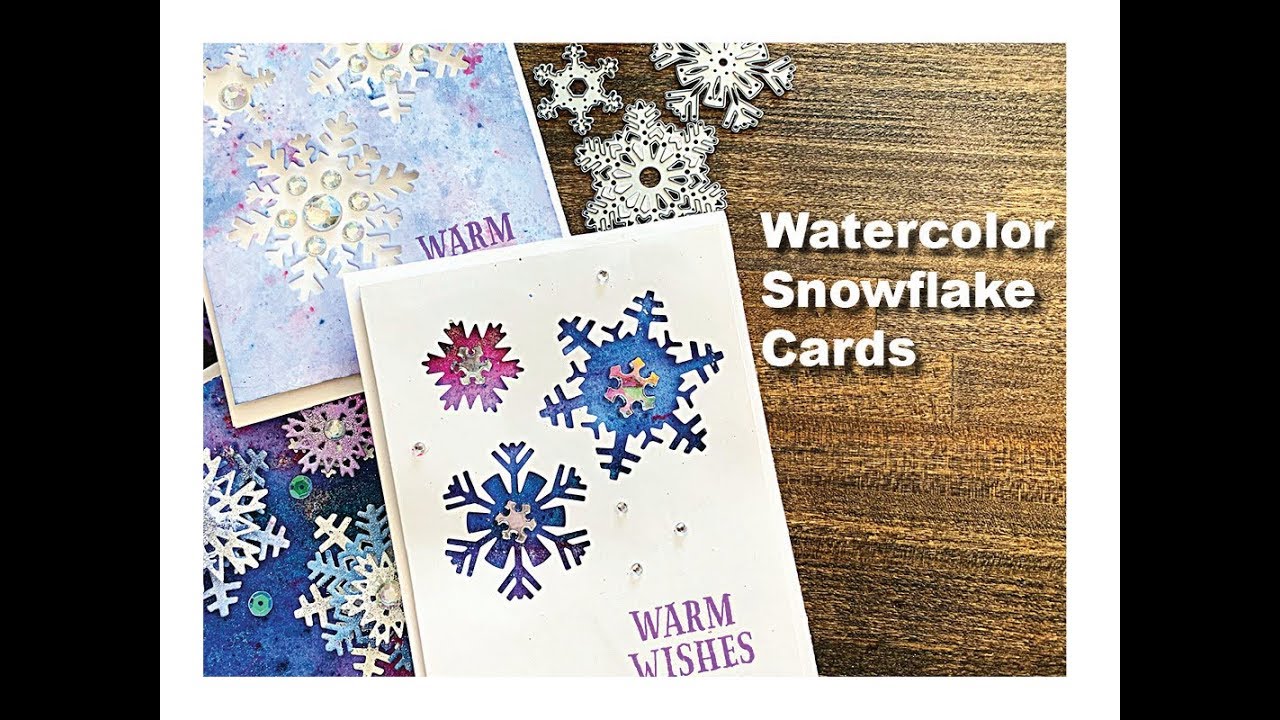 Watercolor Snowflake Cards - 3 Ways - YouTube