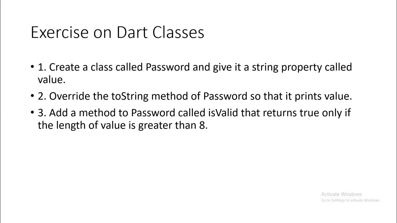 Dart Programming Classes Exercise 1 Youtube