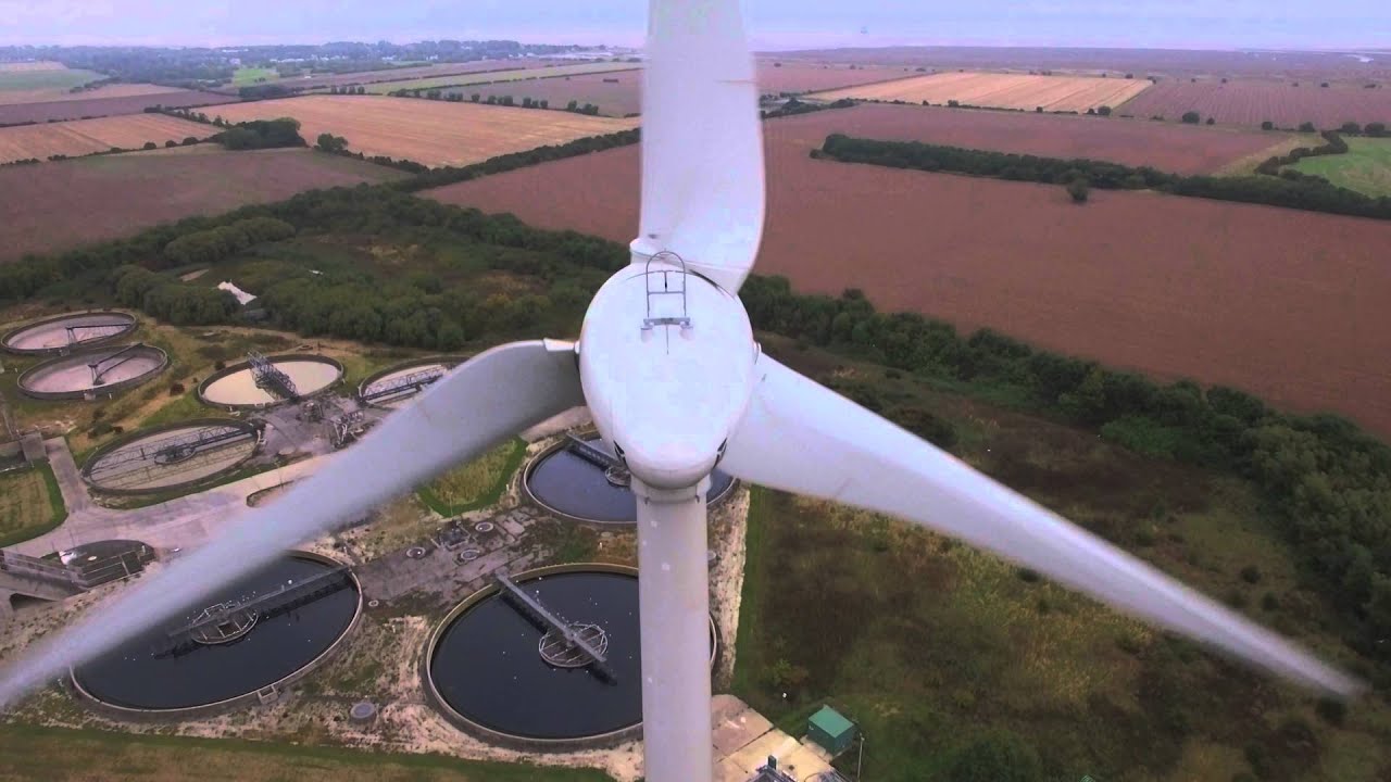 Test-footage: wind turbine using digital zoom, Aerial view by Drone ...