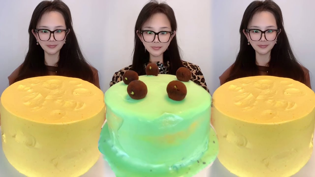 Asmr🍰Eating Mint Custard Cake🍰 (Soft And Waxy Sound) 크림丨먹방丨Mukbang丨 ...