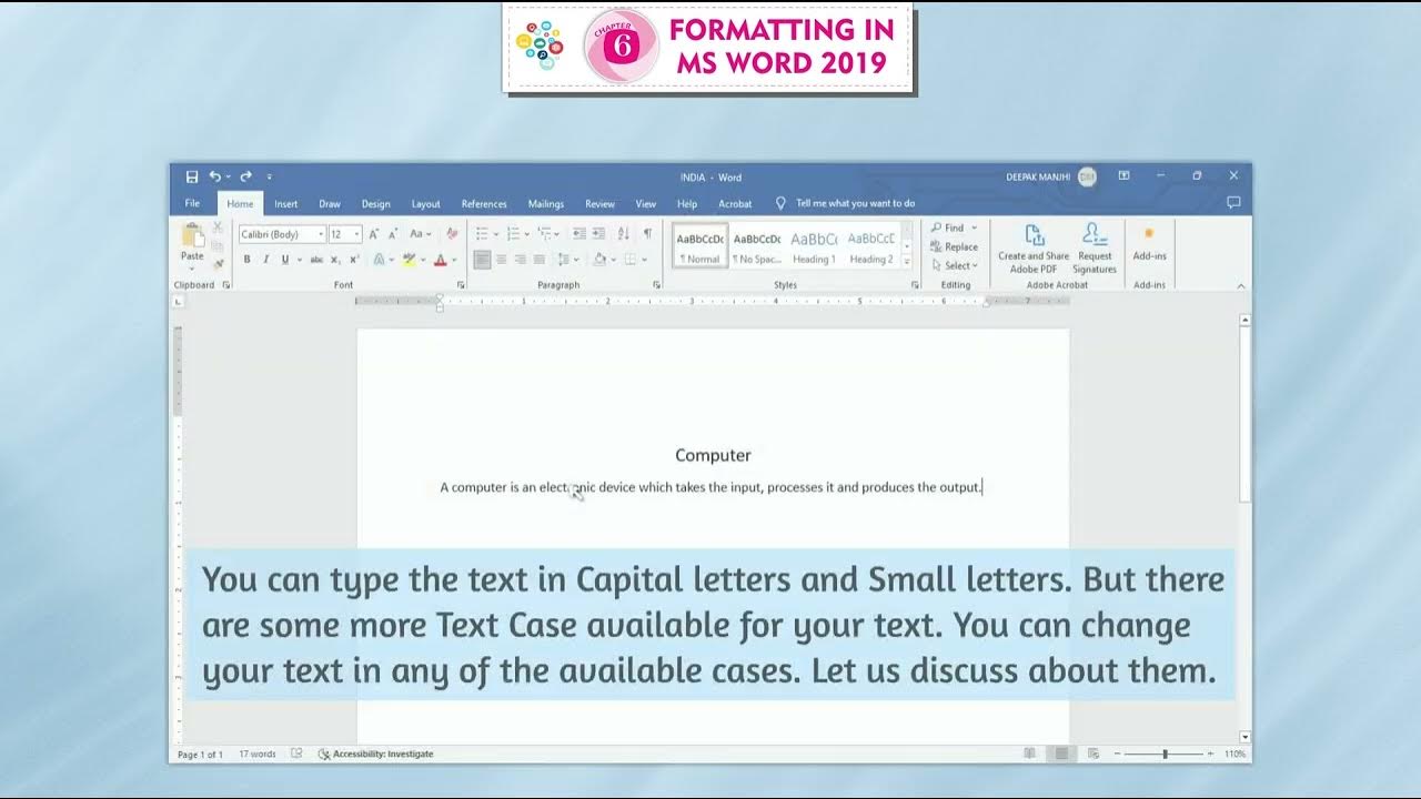 ch 6| Gems Educational | Computer | Class 3| Formatting in MS Word 2019| For children - YouTube
