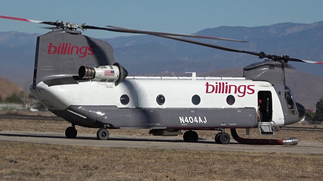 N404AJ Boeing CH-47D Chinook - Hemet Ryan Airport - YouTube