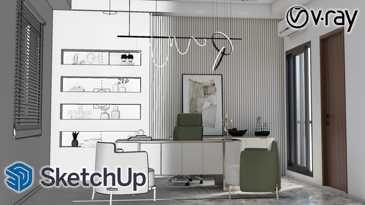 Réaliser le design d'un bureau moderne avec SketchUp | Part 01 - YouTube