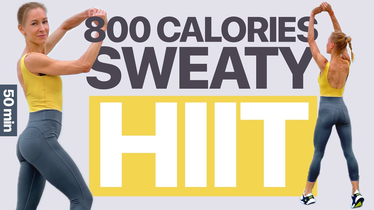 50 Min INTENSE FAT BURNING SWEATY HIIT Workout | Full Body Weight Loss ...