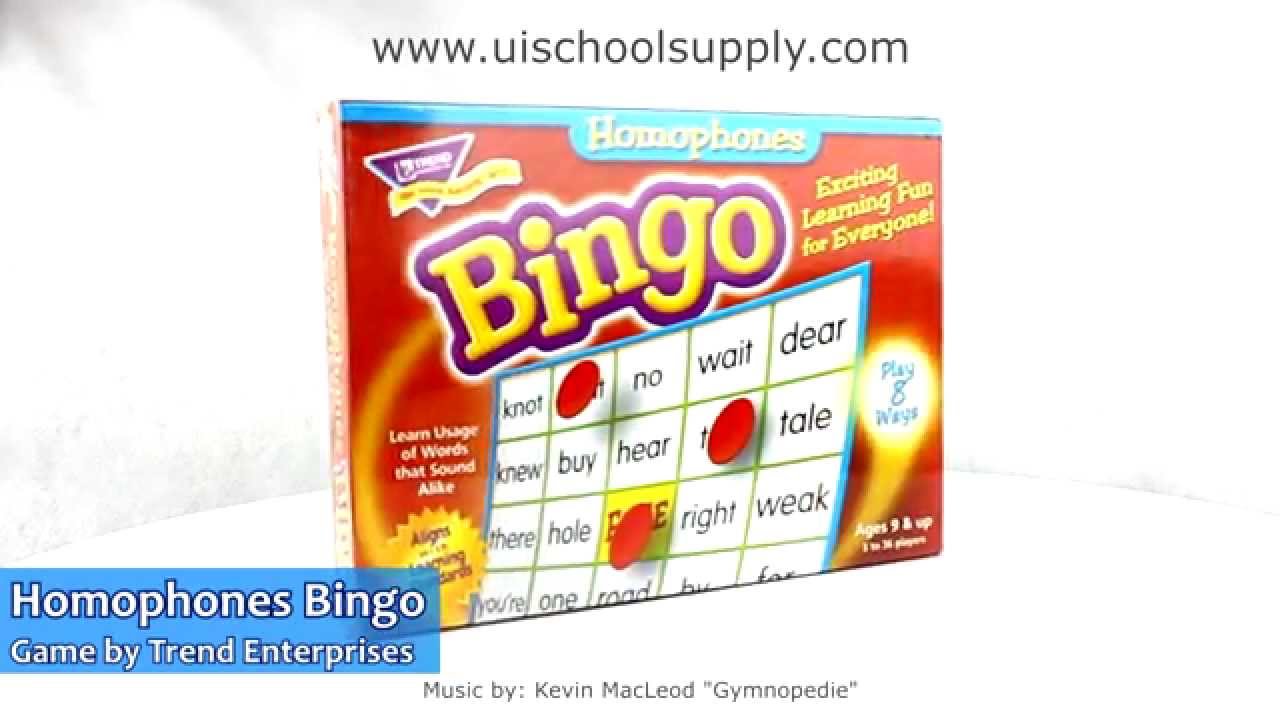 Homophones Bingo Game by TREND Enterprises T6132 - YouTube