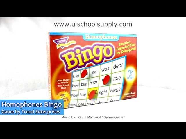 Homophones Bingo Cards