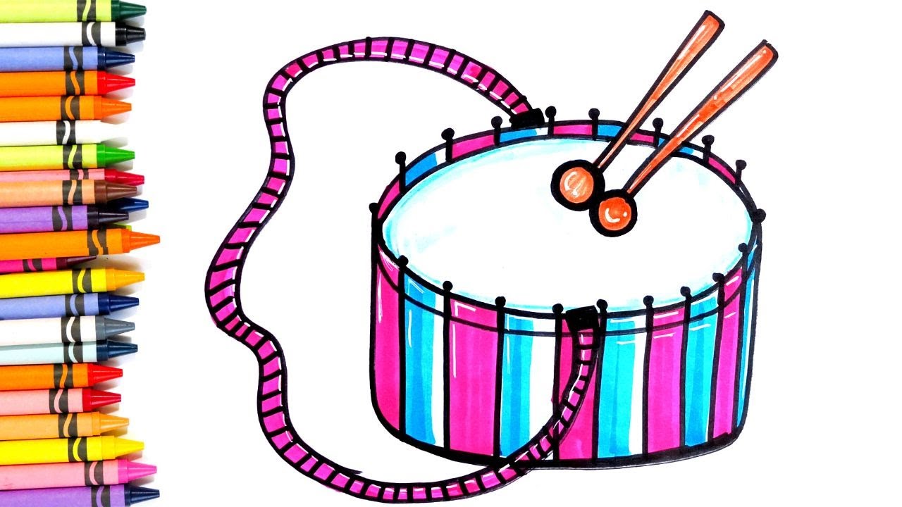 Let's Draw A Drum, Musical Toy Drawing For Kids & Toddlers, Learn ...