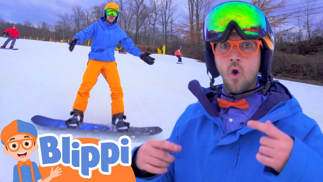 Blippi Learns How To Snowboard + More! | Activities For Children | Fun ...