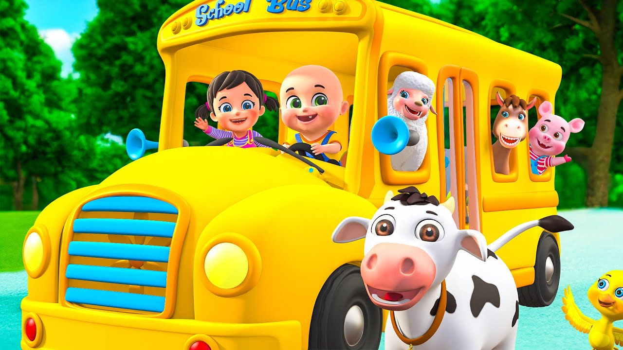Wheels on the birthday bus ( Animal Song ) Wheels On the Bus | Nursery ...