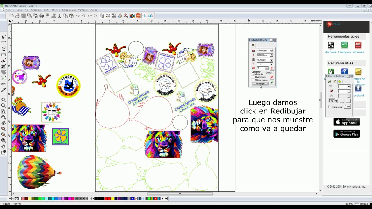 COMO DISTRIBUIR DISEÑOS EN FLEXI SIGN - YouTube