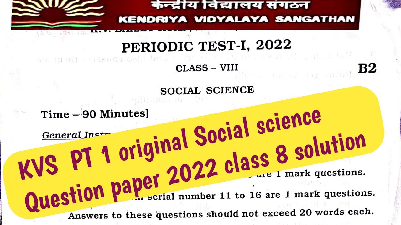 kvs class 8 PT 1 social science question paper 2022 Solution|| Class 8 ...