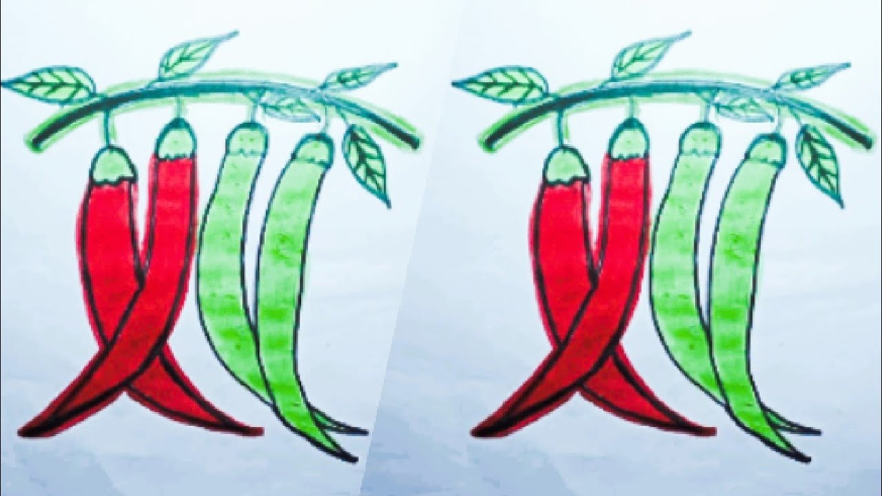 How To Draw Chilli 🌶 /Chilli Drawing Coloring and Painting/Kid's ...