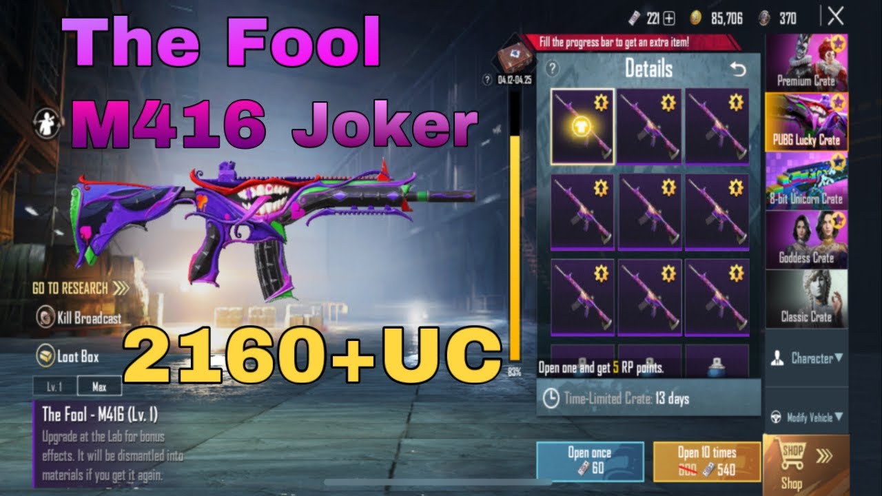 The Fool M416 & Joker Fool Set Crate | Opening Pubg Mobile | Lucky ...