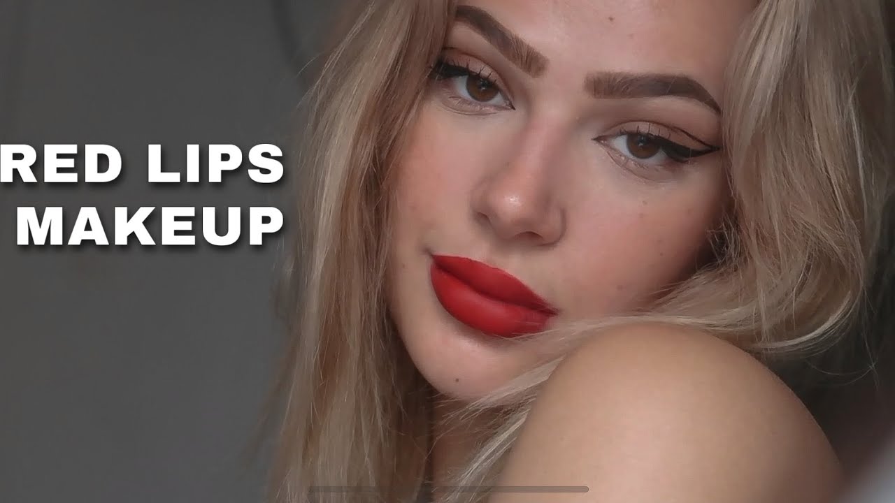 Red lips makeup - YouTube