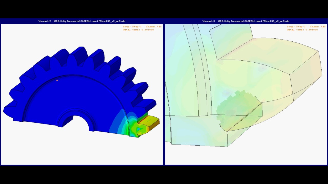 SIMULIA Abaqus - Fracture on gear using XFEM - YouTube