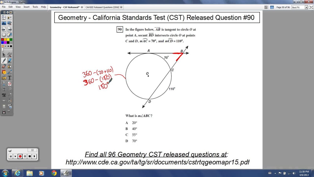 Geometry - CST Released Question #90 (Circles, Tangents, Arcs, and ...