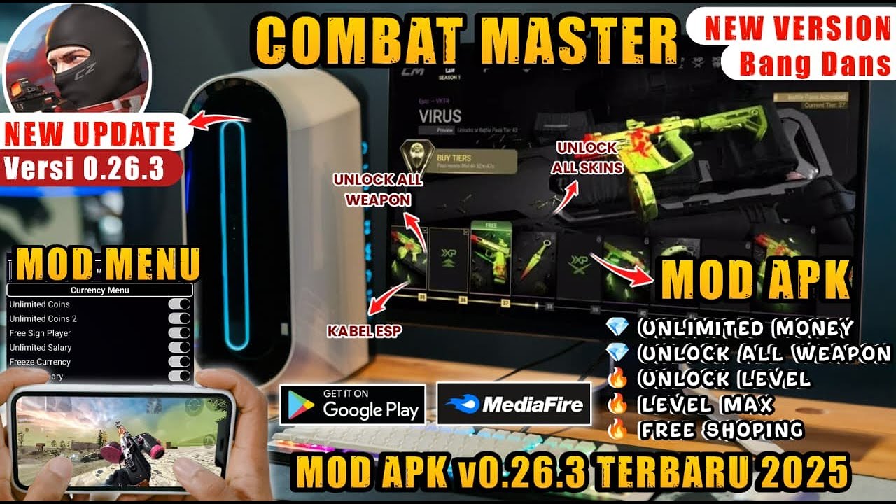 COMBAT MASTER MOD MENU v0.26.3 UNLIMITED MONEY | ESP, AUTO AIM, UNLOCK ALL & VIP NO BAN - YouTube