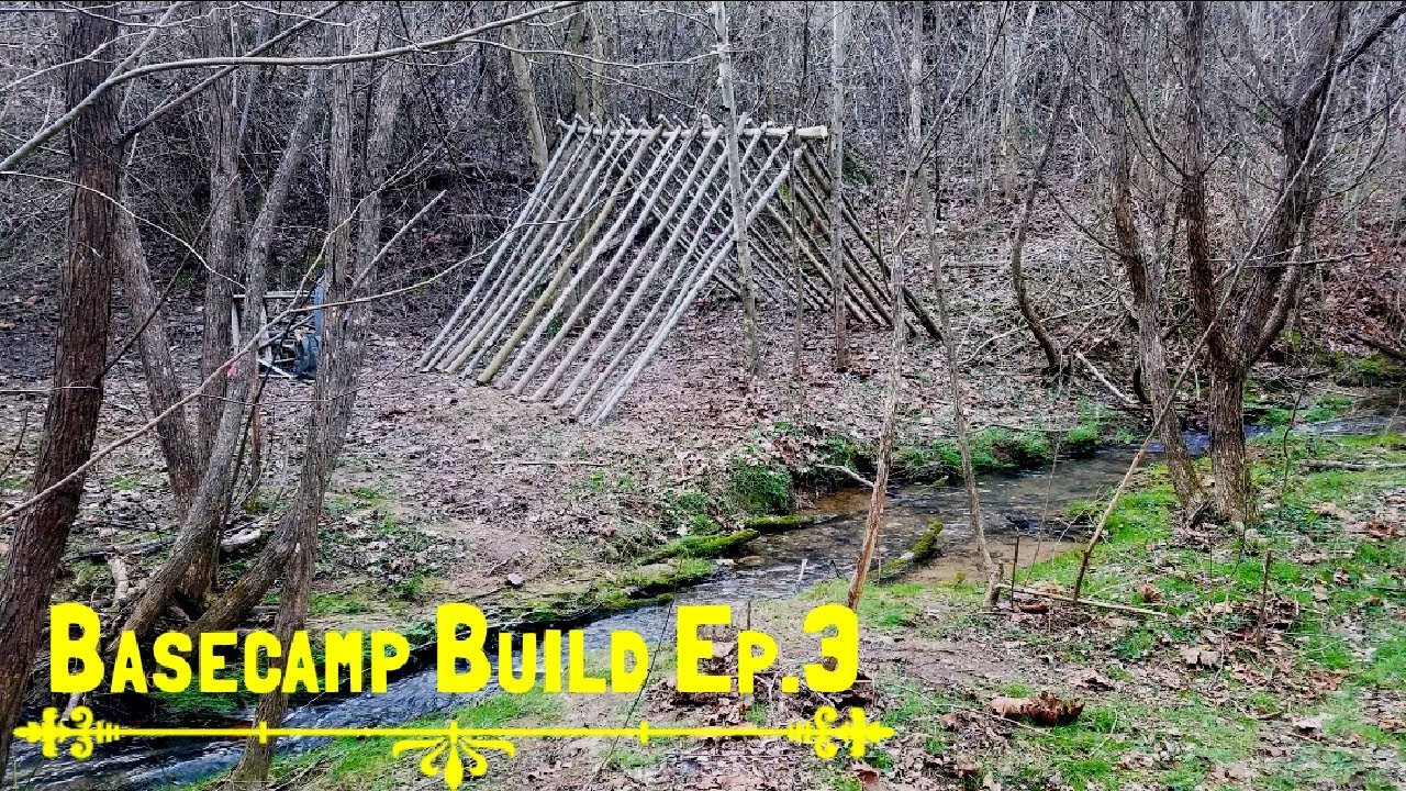 Bushcraft Roof Frame - Bushcraft Basecamp Build Ep.3 - YouTube