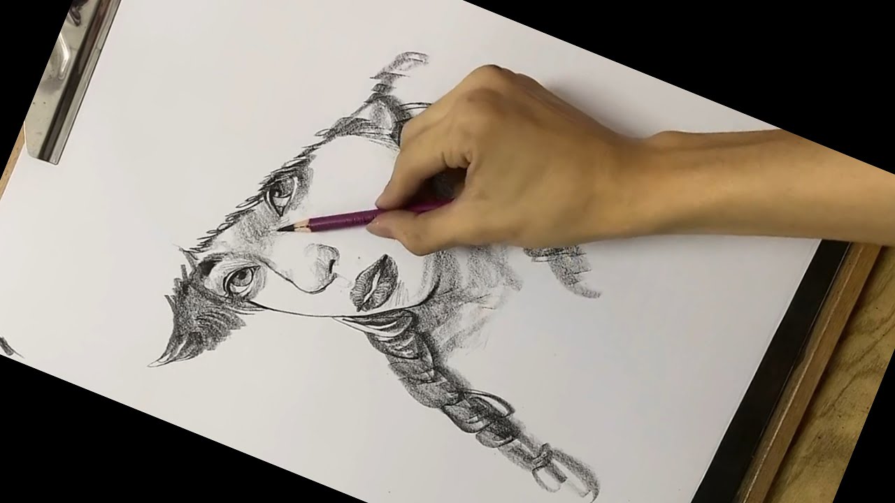 Quick Portrait Sketch How to Draw a Portrait of Girl - Drawing face pencil sketching tutorial ...