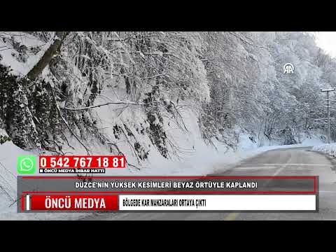 DÜZCE'NİN YÜKSEK KESİMLERİ BEYAZ ÖRTÜYLE KAPLANDI BÖLGEDE KAR MANZARALARI ORTAYA ÇIKTI