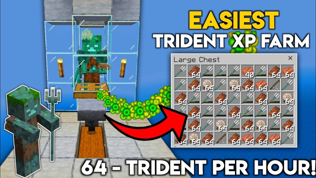 EASIEST Trident XP Farm In Minecraft Bedrock 1.20! - YouTube