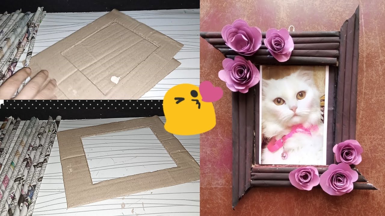 diy news paper.hand made photo frame with news papers.😜# ...