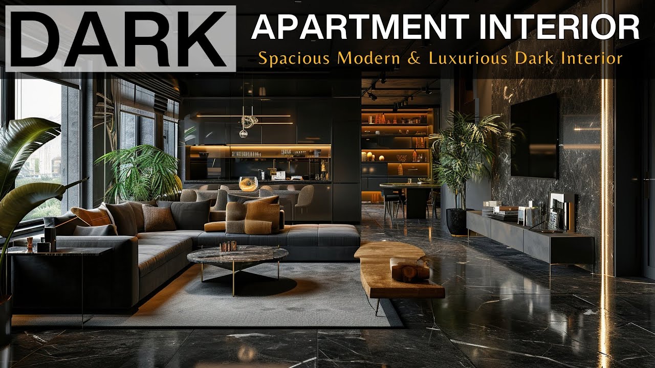 Spacious Modern and Luxurious Dark Apartment Interior Design - YouTube