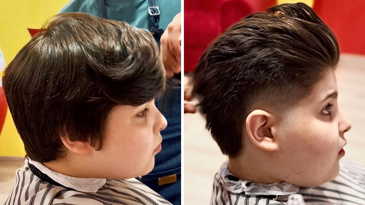 Mullet Pompadour Hairstyle For Boys Tutorial | Kids Barbershop - YouTube