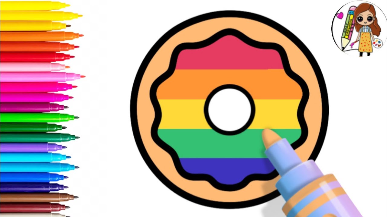 How To Draw a Cute Rainbow Donut Drawing For kids - YouTube