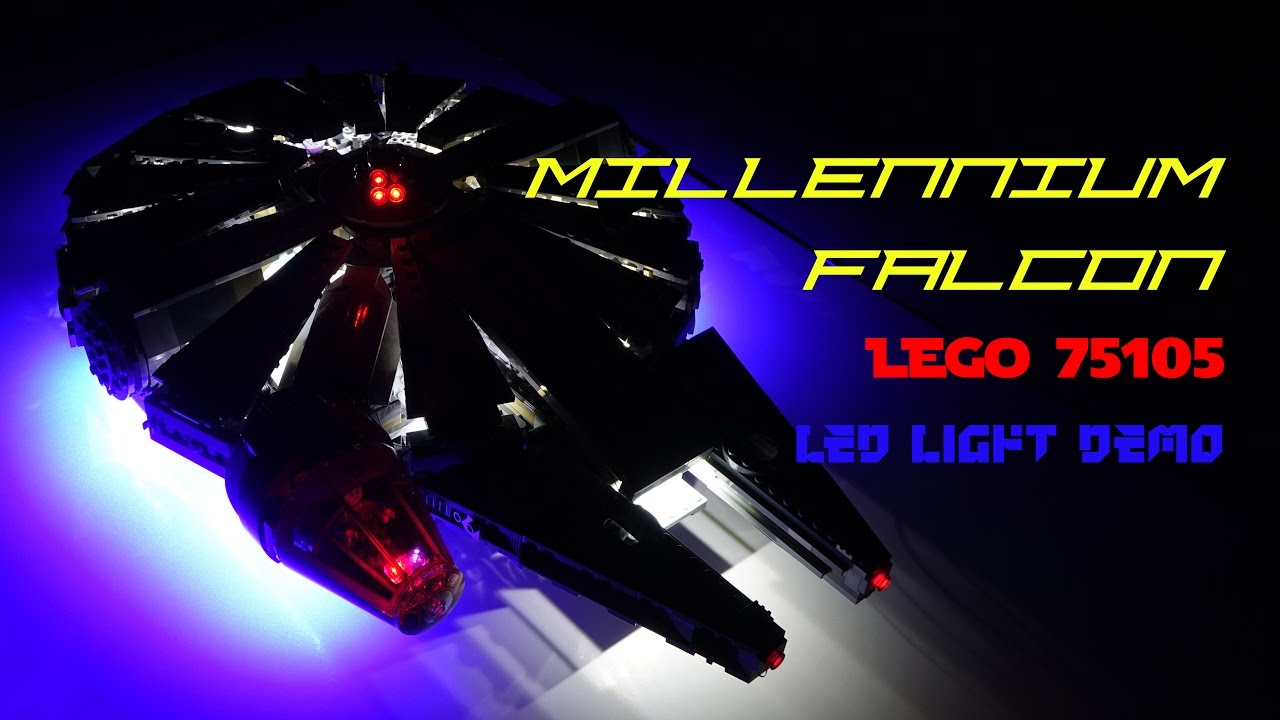 Lego 75105 Millenium Falcon LED installed Demo - YouTube