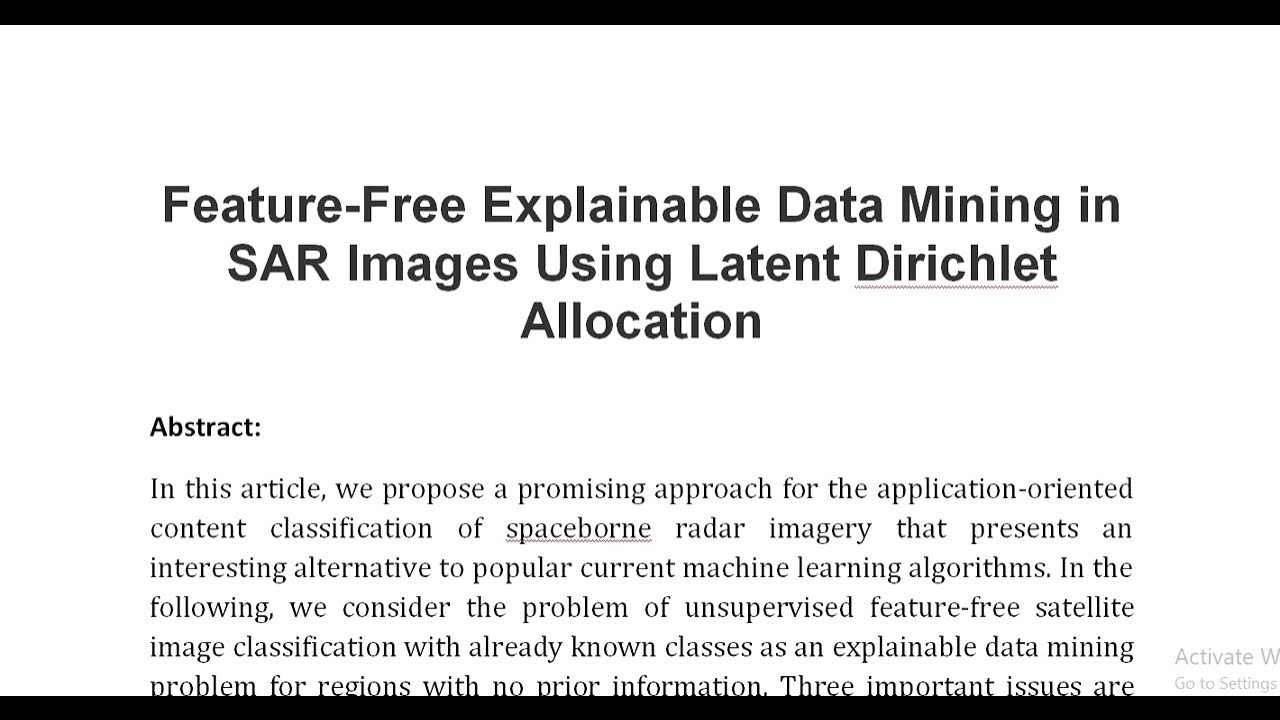Feature Free Explainable Data Mining in SAR Images Using Latent Dirichlet Allocation - YouTube