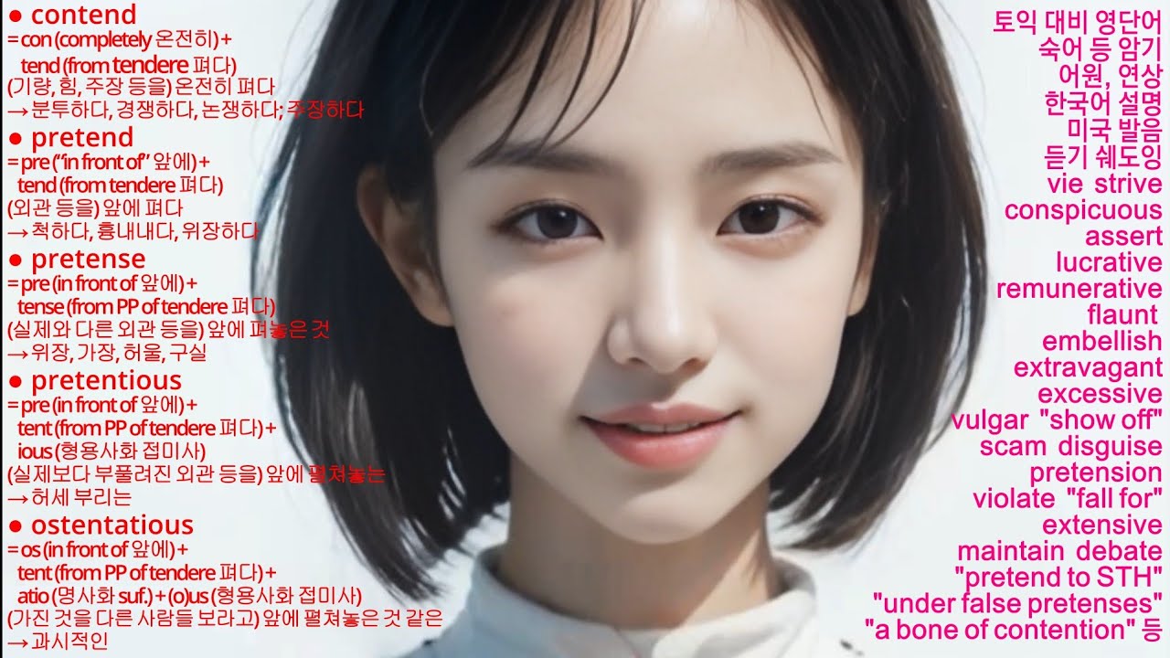 20 토익 대비 영단어 어원 연상 암기 contend contention pretend pretense pretension ...