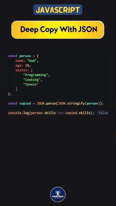 Deep Copy Using JSON in JavaScript #javascript #code #programming - YouTube
