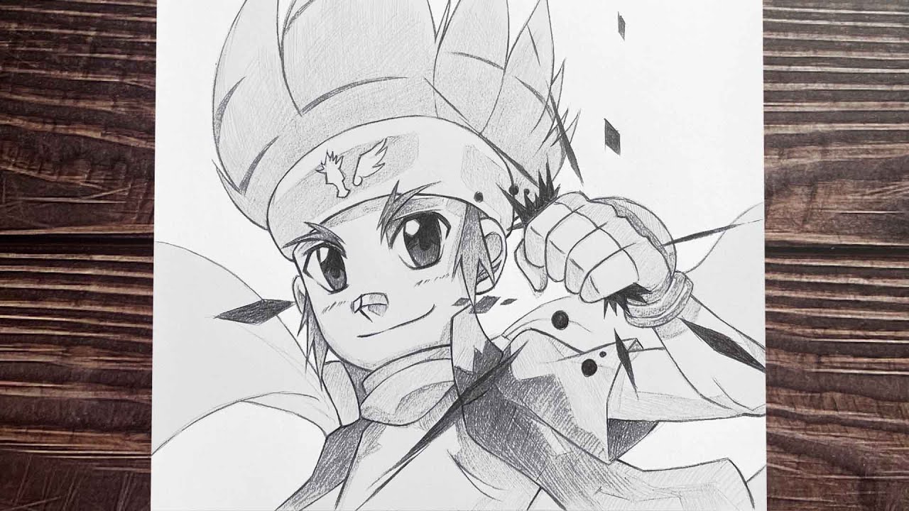Anime sketch | how to draw Gingka Hagane - [Beyblade] | boy drawing ...