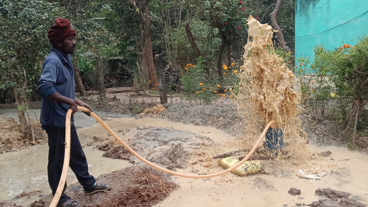 8" 400 feet water borewell cleaning prosess for compressor # ...