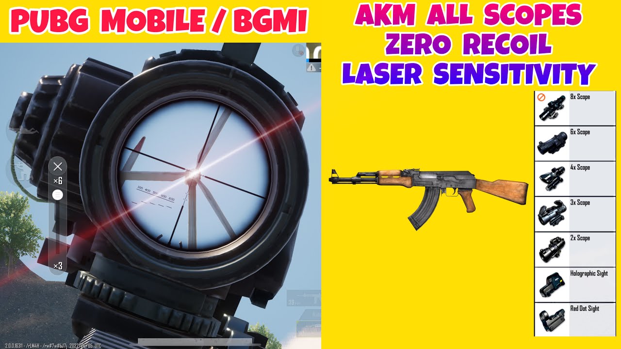 AKM All Scope Sensitivity BGMI PUBG MOBILE | AKM RedDot 2x 3x 4x 6x 8x ...