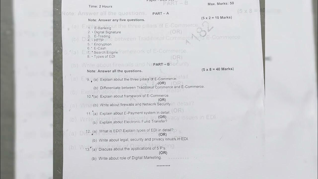 5th semester E-Commerce model paper and important questions for degree ...