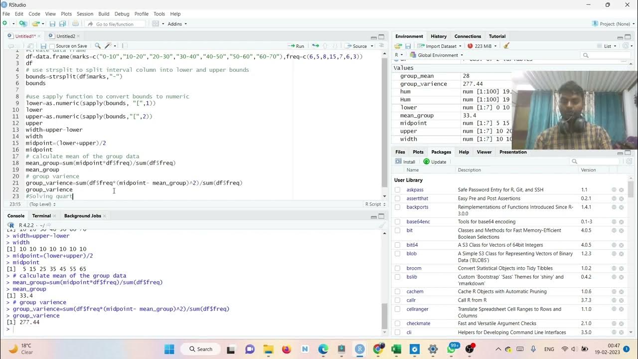Variance and Quartiles in the Grouped Data using r and rstudio - YouTube