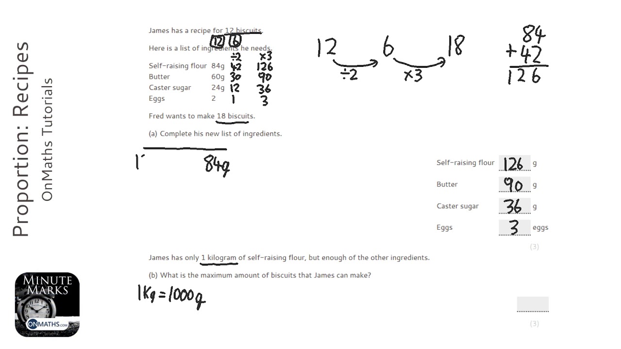 Proportion: Recipes (Grade 4) - OnMaths GCSE Maths Revision - YouTube
