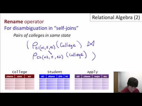 Lecture-9 Introduction to Databases: Relational Algebra - Set operators, renaming, notation ...