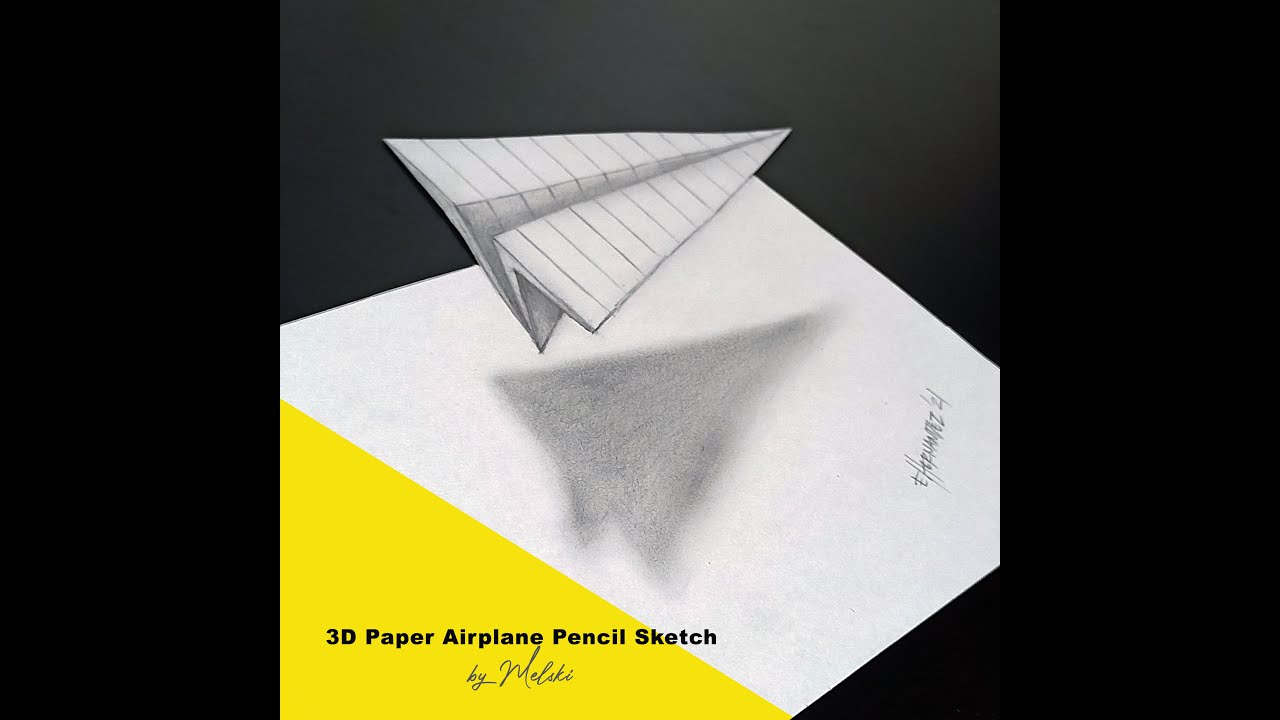Easy 3D Paper Airplane Time Lapse Sketch - YouTube