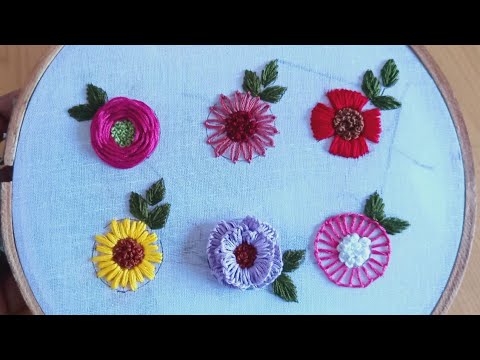 6 Small Flower Embroidery With Basic Hand Embroidery Stitches / Hand ...